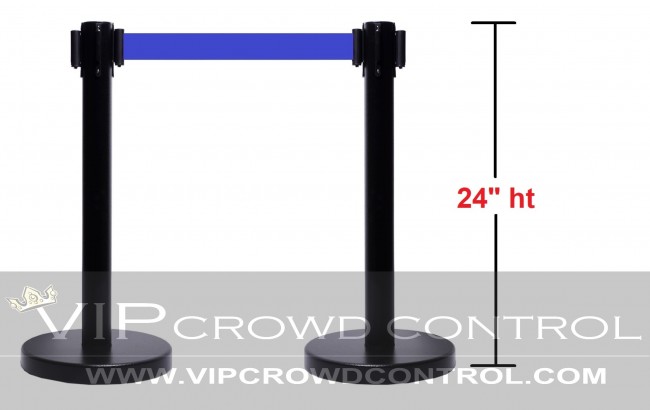 Custom Short Retractable Stanchion Black - Custom Stanchions & Belts